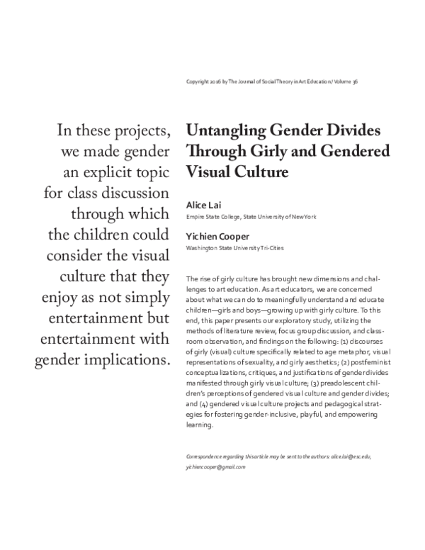 (PDF) Untangling Gender Divides through Girly and Gendered Visual Culture