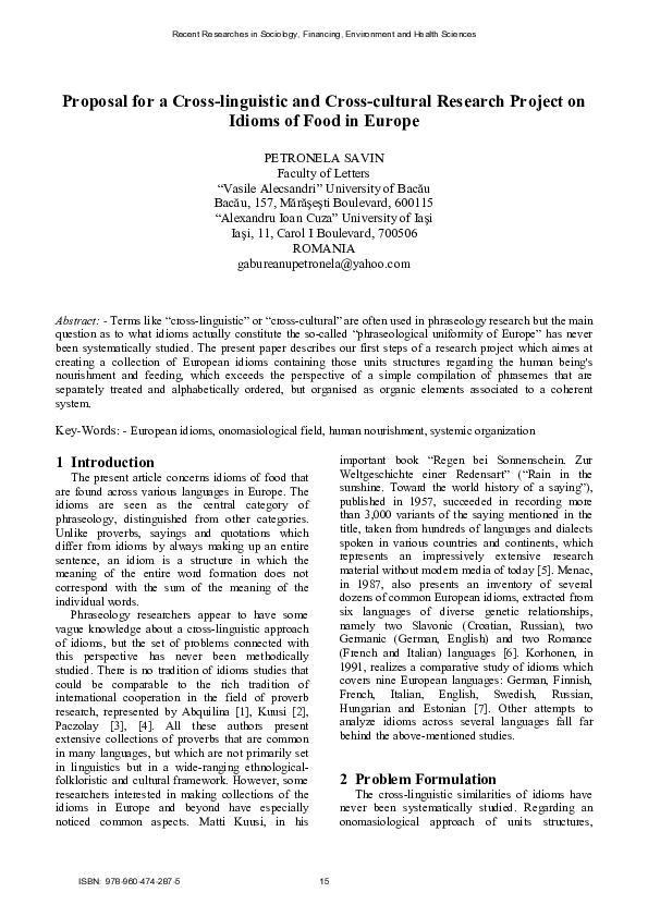 (PDF) Proposal for a Cross-linguistic and Cross-cultural Research ...