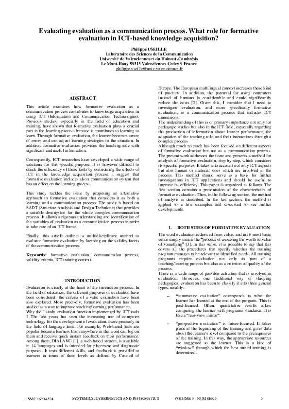 (PDF) Evaluating evaluation as a communication process . What role for ...