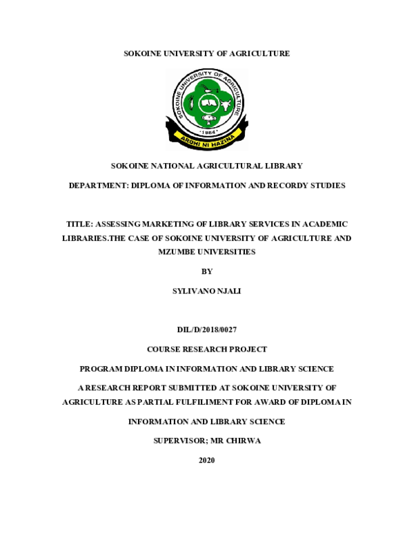 (DOC) SOKOINE UNIVERSITY OF AGRICULTURE SOKOINE NATIONAL AGRICULTURAL ...