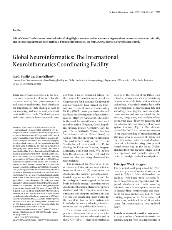 (PDF) Global Neuroinformatics: The International Neuroinformatics ...