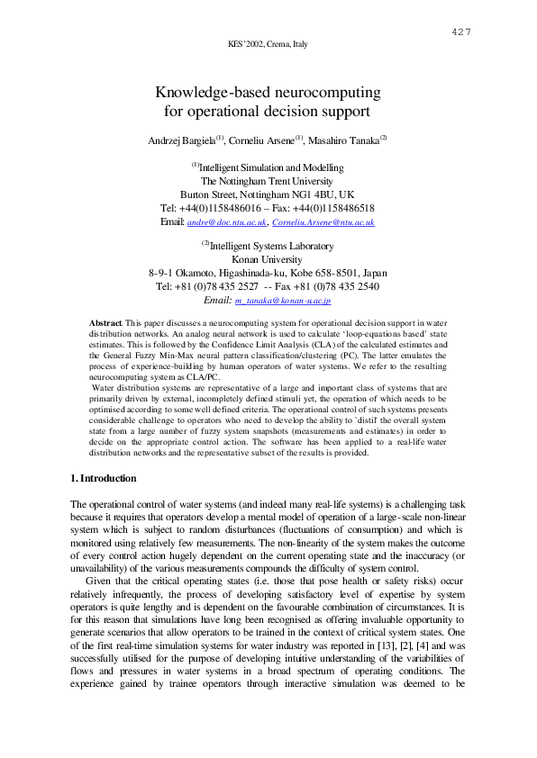 (PDF) Knowledge-based neurocomputing for operational decision support