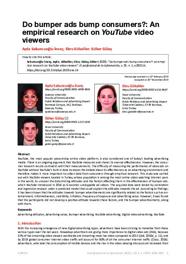 (PDF) Do bumper ads bump consumers?: An empirical research on YouTube ...