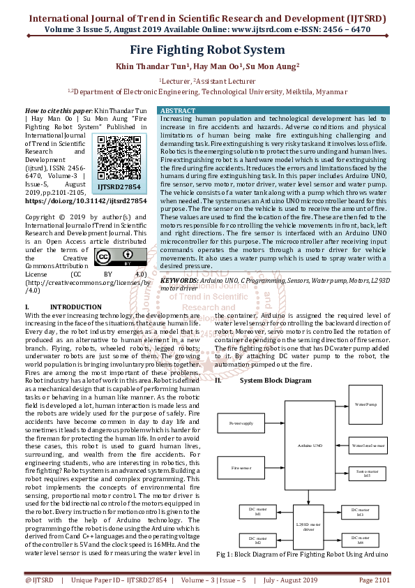 (PDF) Fire Fighting Robot System