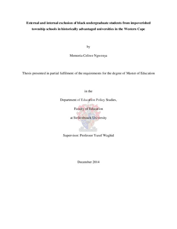 (PDF) External and internal exclusion of black undergraduate students ...