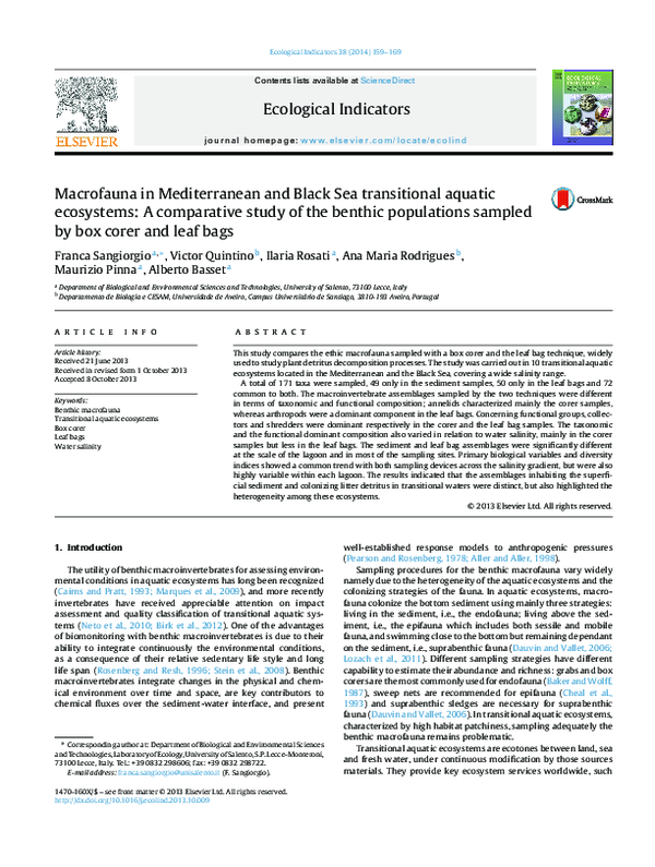 (PDF) Macrofauna in Mediterranean and Black Sea transitional aquatic ...