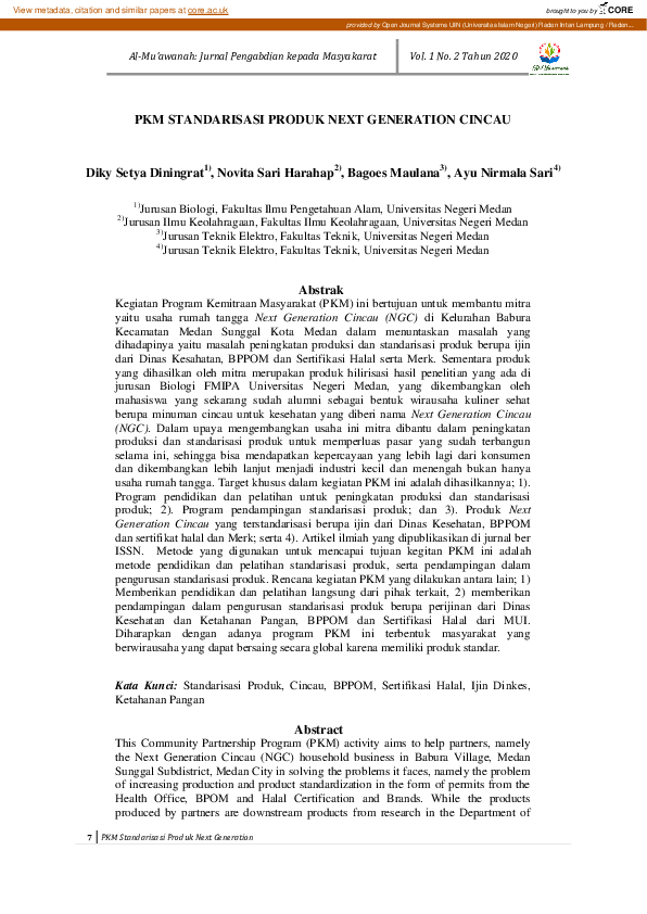 (PDF) PKM Standarisasi Produk Next Generation Cincau