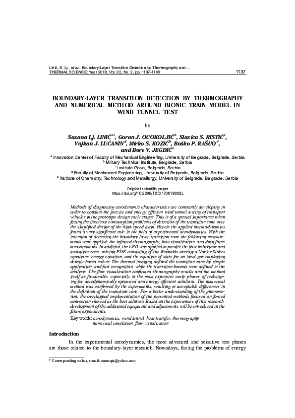 (PDF) Boundary-layer transition detection by thermography and numerical method around bionic ...
