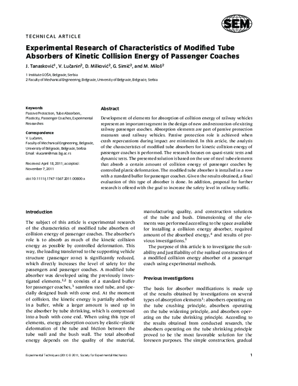 (PDF) Experimental Research of Characteristics of Modiﬁed Tube Absorbers of Kinetic Collision ...