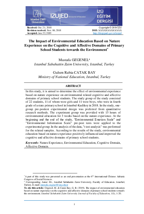(PDF) The Impact of environmental education based on nature experience ...