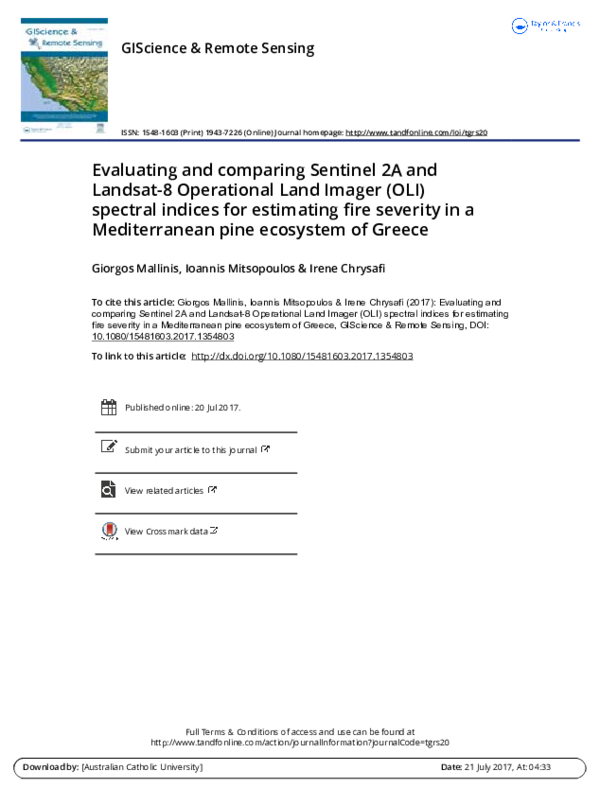 Pdf Evaluating And Comparing Sentinel 2a And Landsat 8 Operational