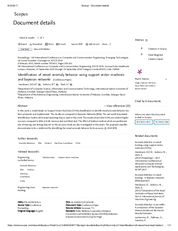 (PDF) Identification of Vessel Anomaly Behavior Using Support Vector Machines and Bayesian Networks