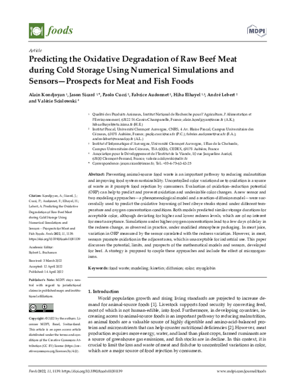 (PDF) Predicting the Oxidative Degradation of Raw Beef Meat during Cold ...