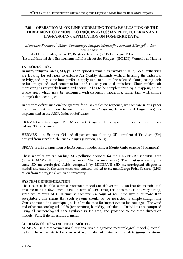 (PDF) 7.01 Operational On-Line Modelling Tool: Evaluation of the Three ...