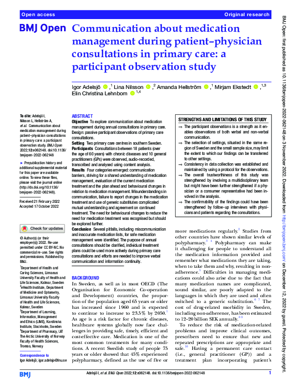 (PDF) Communication about medication management during patient ...