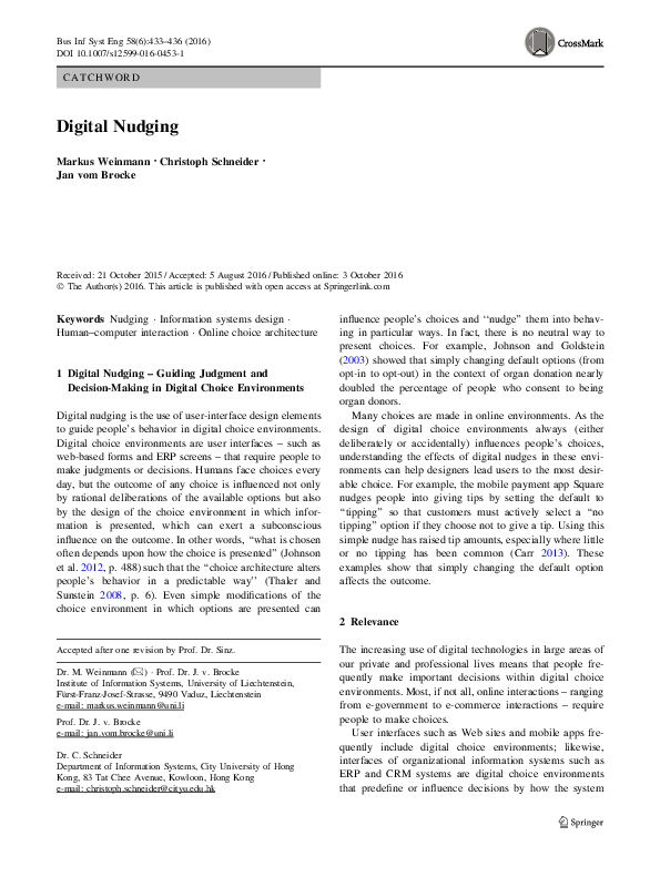 (PDF) Digital Nudging