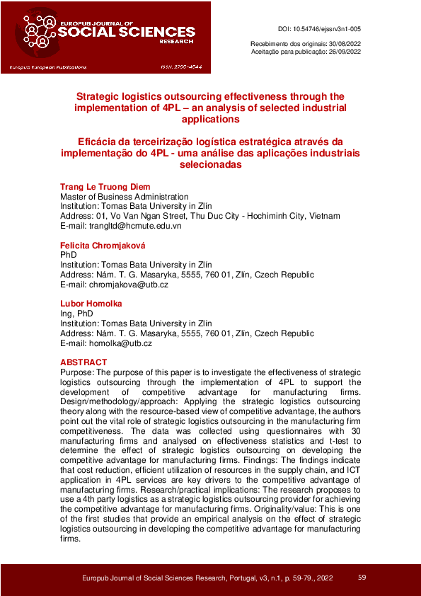 (PDF) Strategic logistics outsourcing effectiveness through the ...