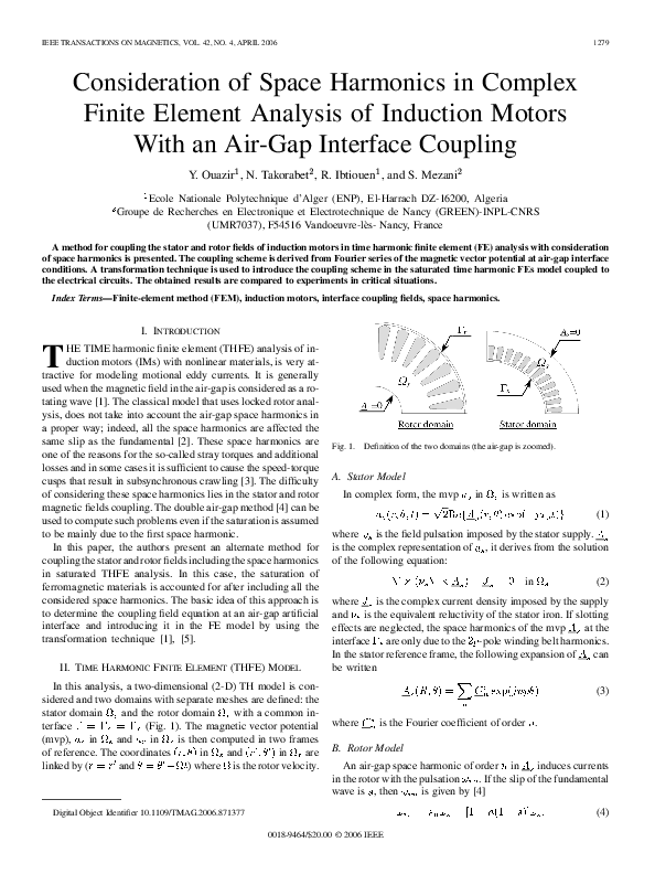 (PDF) Consideration of space harmonics in complex finite elements analysis of induction motors ...