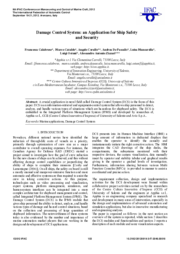 (PDF) Damage Control System: an Application for Ship Safety and Security