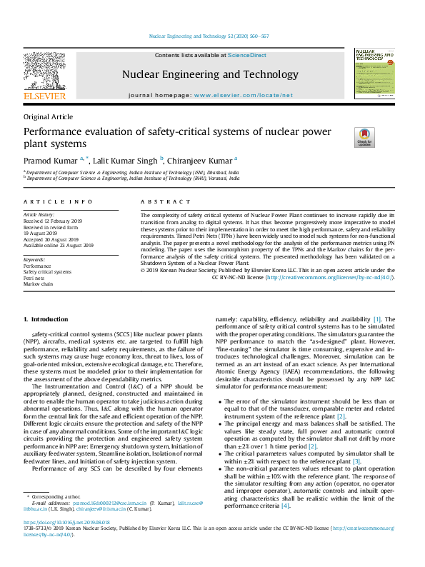 (PDF) Performance evaluation of safety-critical systems of nuclear ...