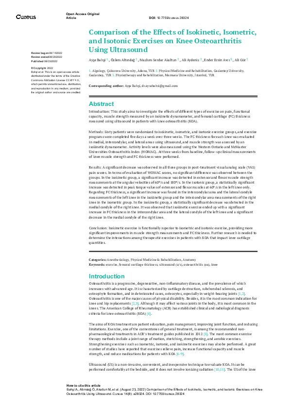 (PDF) Comparison of the Effects of Isokinetic, Isometric, and Isotonic ...