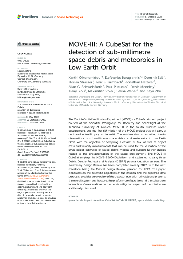 (PDF) MOVE-III: A CubeSat for the detection of sub-millimetre space ...