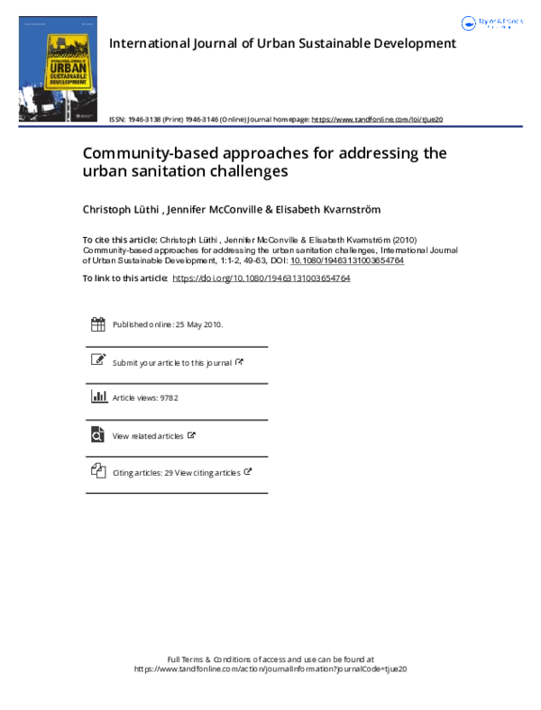 (PDF) Community-based approaches for addressing the urban sanitation ...