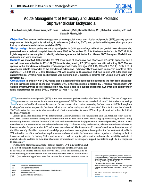 (PDF) Acute Management of Refractory and Unstable Pediatric ...