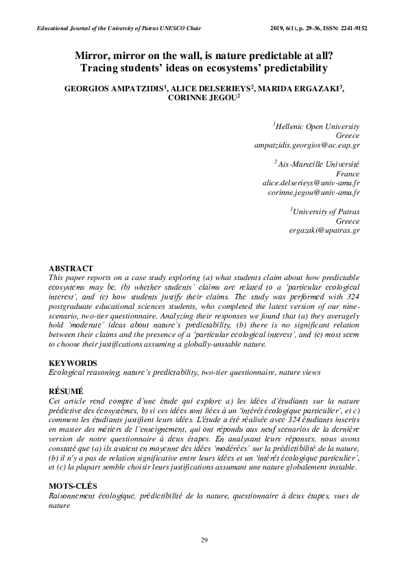 (PDF) Mirror, mirror on the wall, is nature predictable at all? Tracing ...