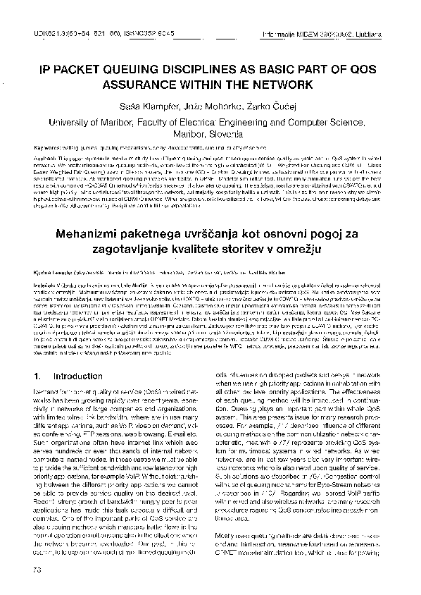 (PDF) Ip Packet Queuing Disciplines as Basic Part of Qos Assurance ...