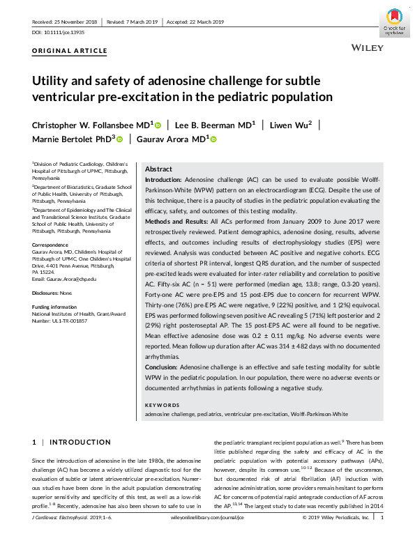 (PDF) Utility and Safety of Adenosine Challenge for Subtle Ventricular ...