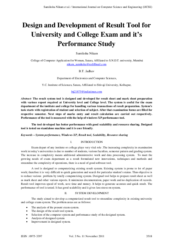 (PDF) Design and Development of Result Tool for University and College ...