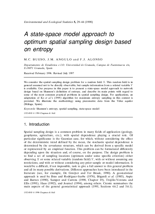(PDF) A state-space model approach to optimum spatial sampling design ...