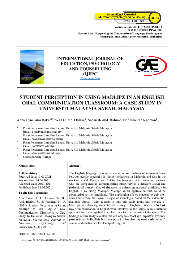 (PDF) Student Perception in Using Madlipz in an English Oral ...