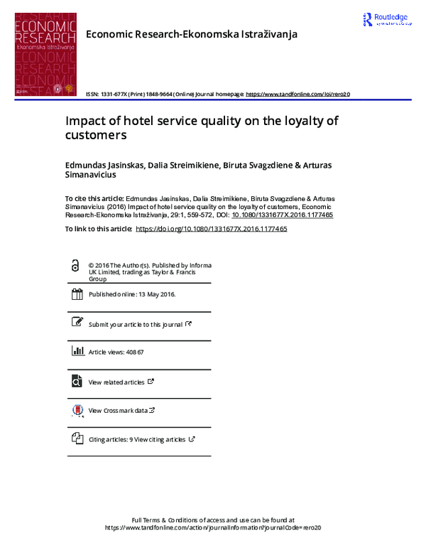 (PDF) Impact of hotel service quality on the loyalty of customers