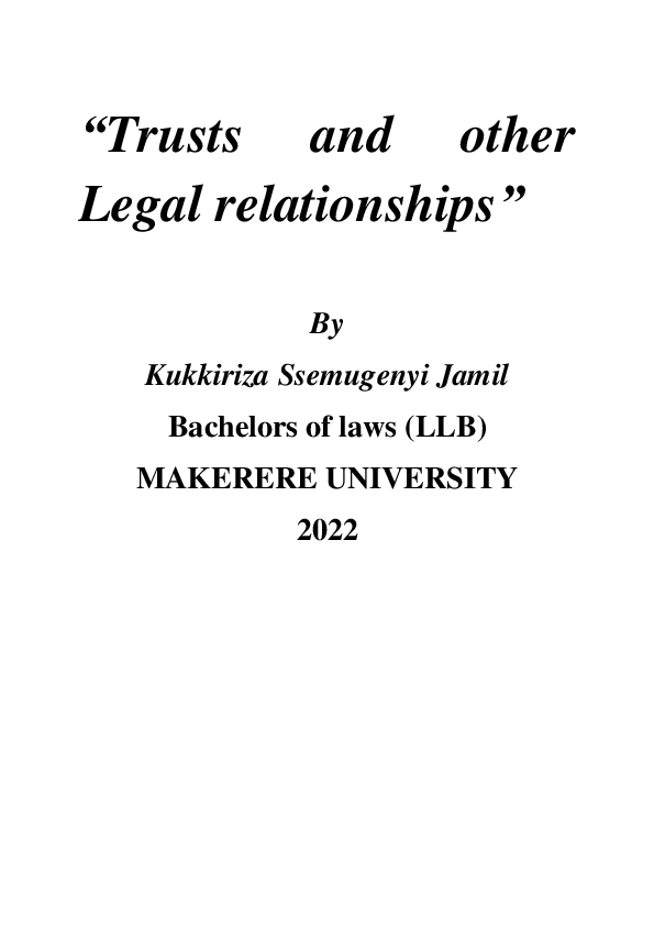 (PDF) The Concept of Trusts and other Legal relationships