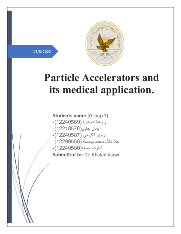 (DOC) Particle Accelerators and its medical application.