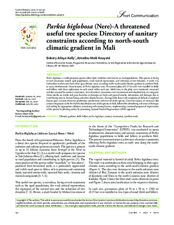 (PDF) Parkia biglobosa (Nere)-A threatened useful tree species ...