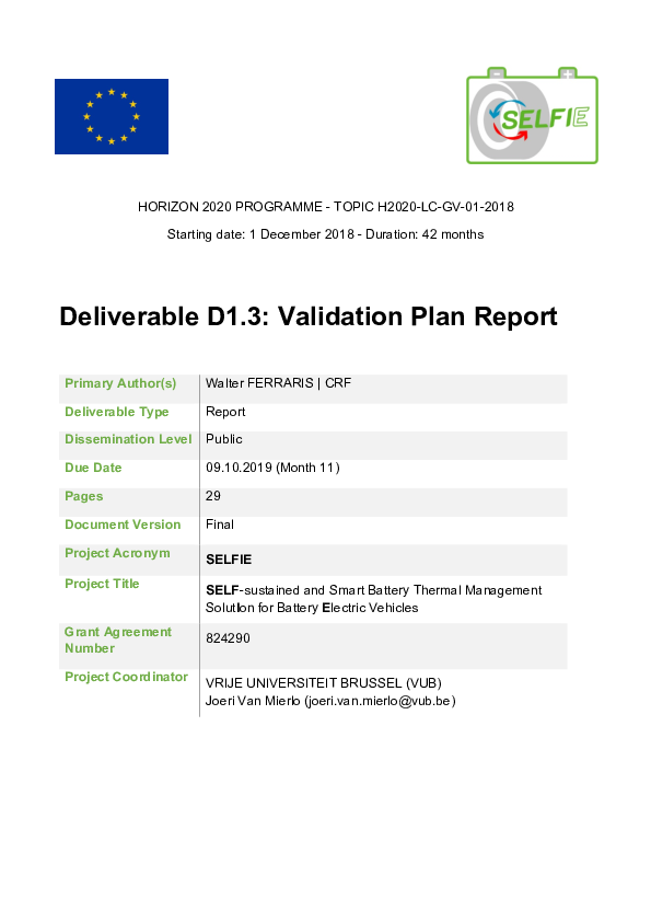 (PDF) D1.3: Validation Plan report