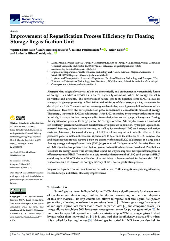 (PDF) Improvement of Regasification Process Efficiency for Floating ...