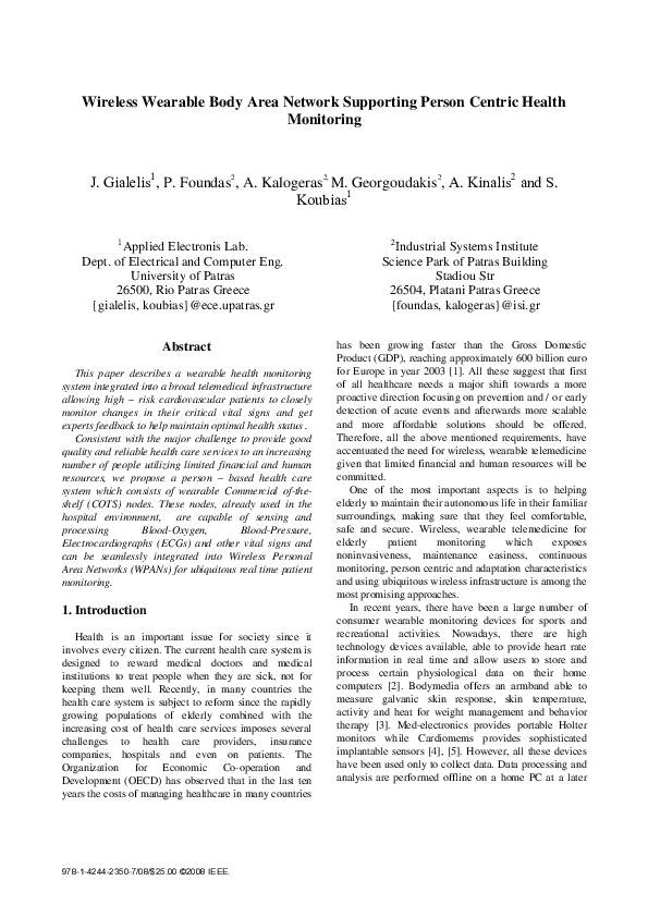 (PDF) Wireless wearable body area network supporting person centric ...