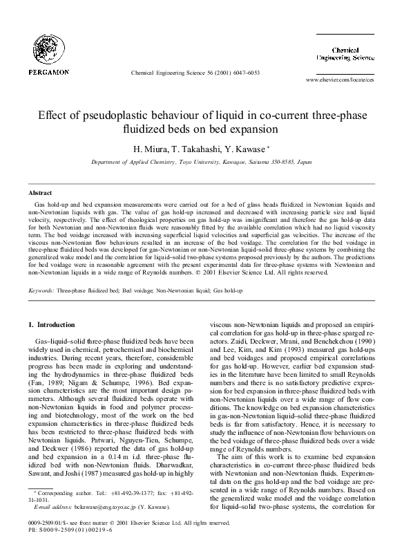 Pdf Effect Of Pseudoplastic Behaviour Of Liquid In Co Current Three Phase Fluidized Beds On