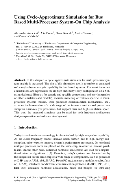 (PDF) Using Cycle-Approximate Simulation for Bus Based Multi-Processor System-On Chip Analysis