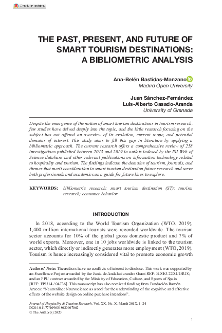 (PDF) The Past, Present, and Future of Smart Tourism Destinations: A ...