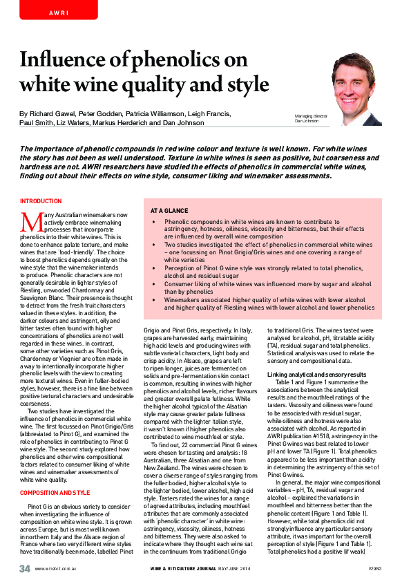 (PDF) Influence of phenolics on white wine quality and style