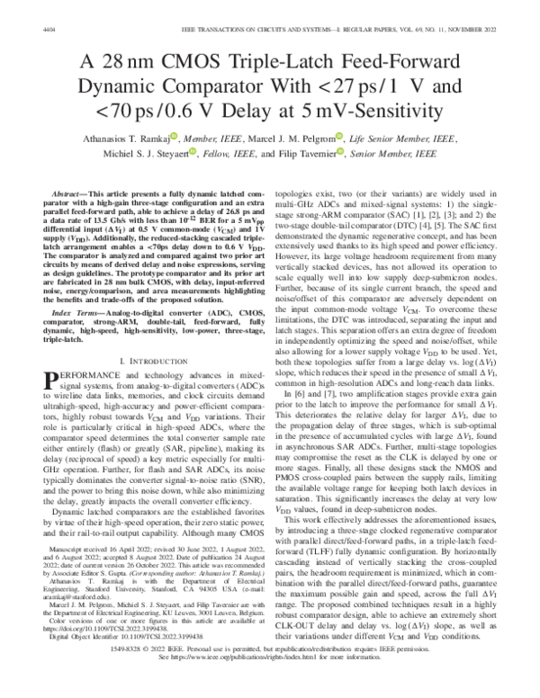 (PDF) A 28 nm CMOS Triple-Latch Feed-Forward Dynamic Comparator With
