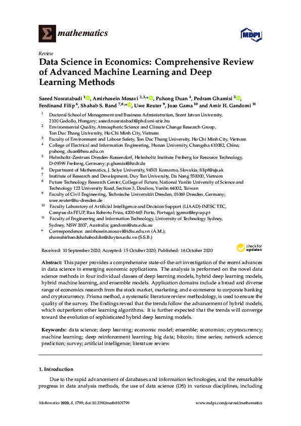 (PDF) Data science in economics: comprehensive review of advanced ...