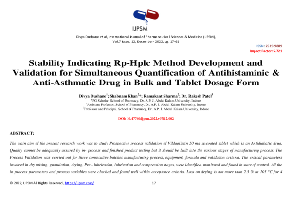 (PDF) Stability Indicating Rp-Hplc Method Development and Validation for Simultaneous ...