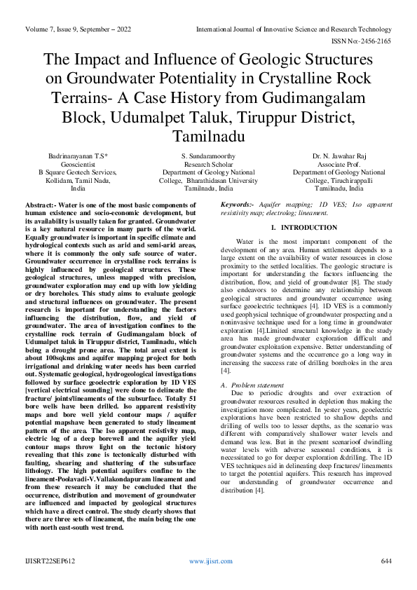 (PDF) The Impact and Influence of Geologic Structures on Groundwater ...
