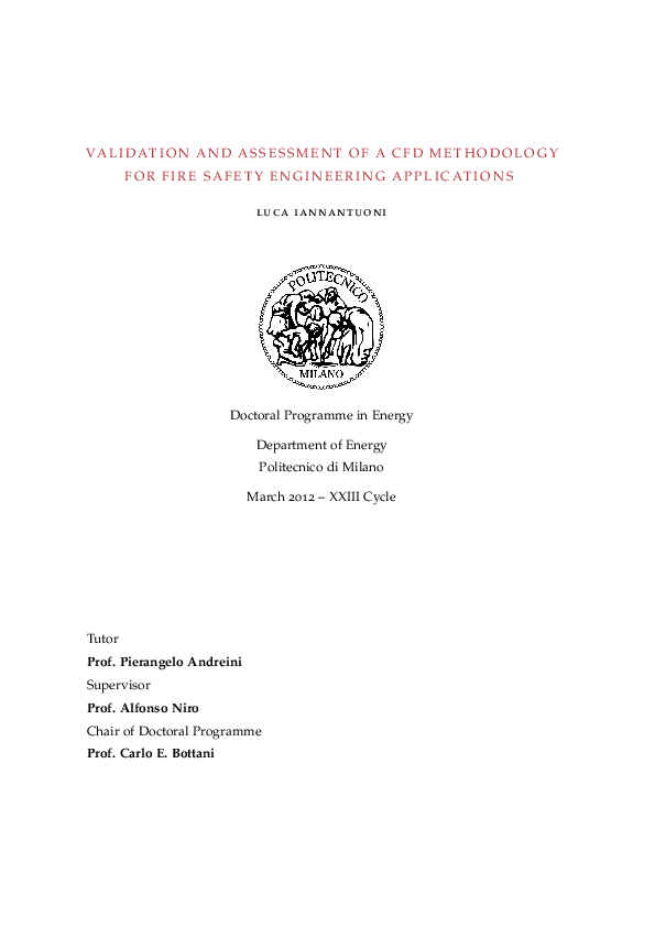 (PDF) Validation and assessment of a CFD methodology for fire safety engineering applications